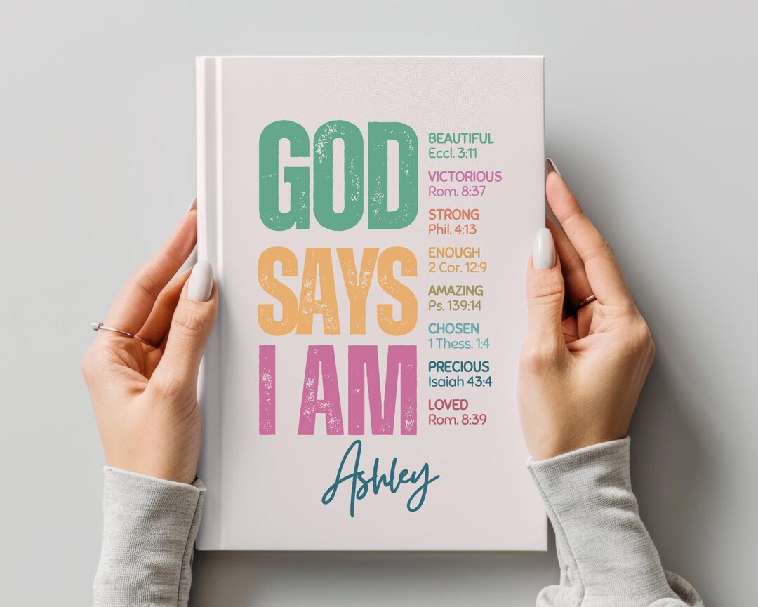 Custom Notebook for Women, Christian Gift Journal, God Says I Am ...
