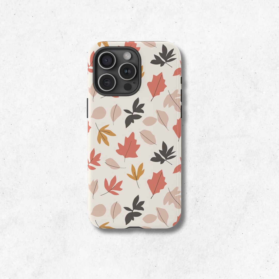 Pink Retro Fall Leaf Phone Case, Vintage Floral Aesthetic iPhone Cover ...