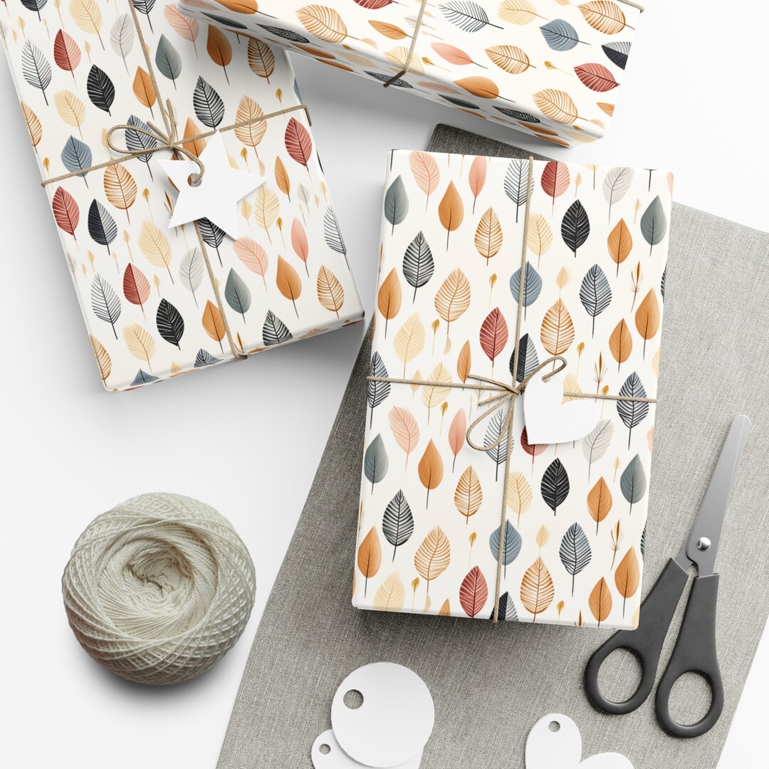 Fall Leaf Wrapping Paper, Minimalist Scandinavian All Occasion Gift ...