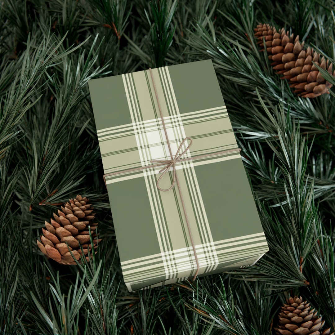 Sage Green Plaid Wrapping Paper, Christmas Gift Wrap, Fun Wrapping ...