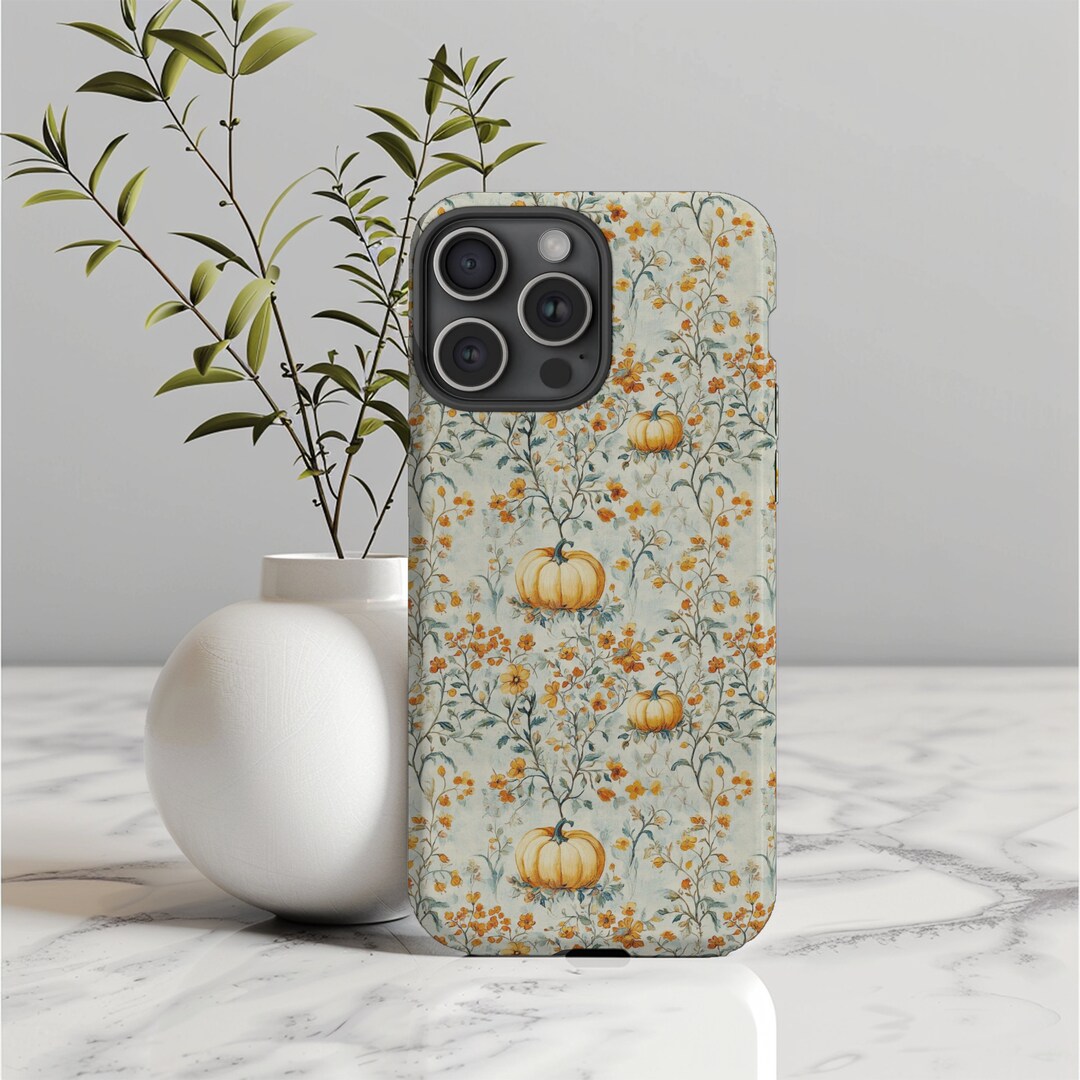 Autumn Pumpkin Floral Phone Case, Aesthetic Autumn Flower Cover - Etsy