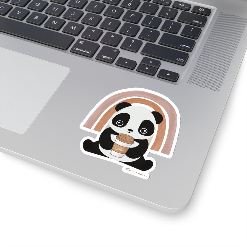 Kiss-cut Sticker Cute Panda Drinking Coffee, Pink phone Case, Sweet 16 ...