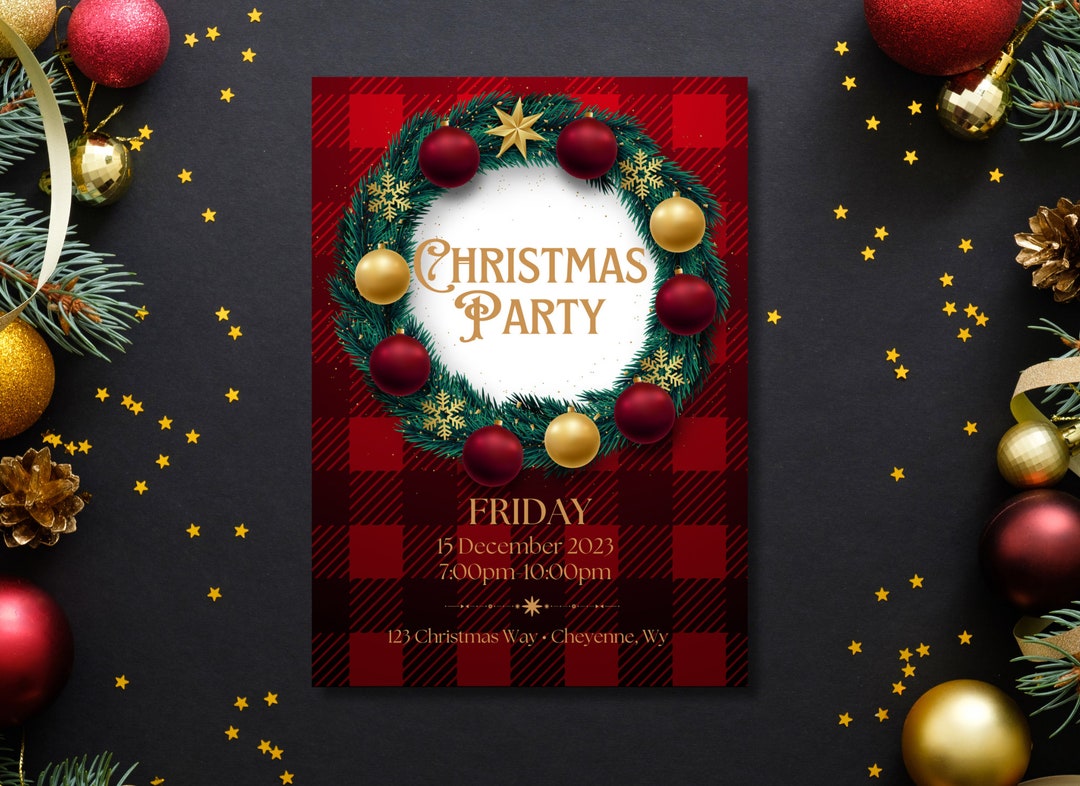 Buffalo Plaid Christmas Party Invite - Etsy