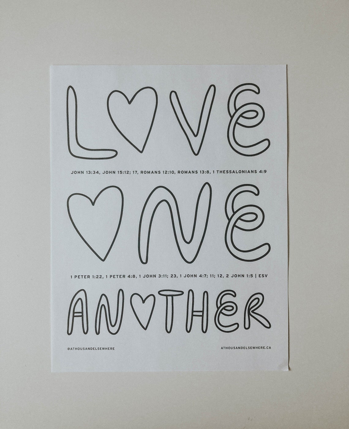 Love One Another Coloring Page: Bible Verse Worksheet (digital Download ...