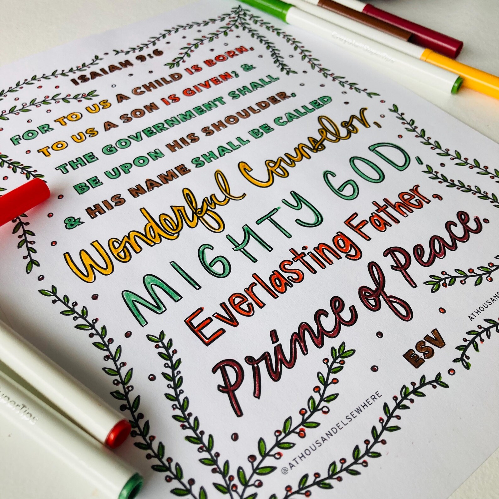 Children and Adult's Isaiah 9:6 Christmas Coloring Pages, Holiday ...