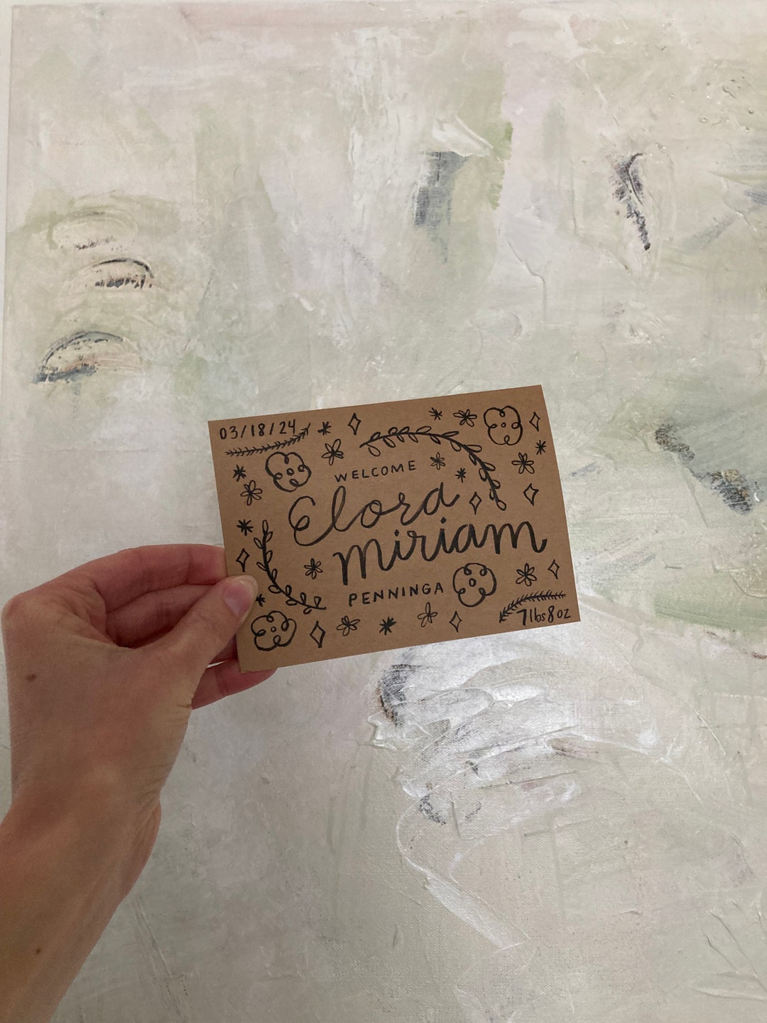 Personalized Hand Lettered Baby Card, Print From Home, Birth ...