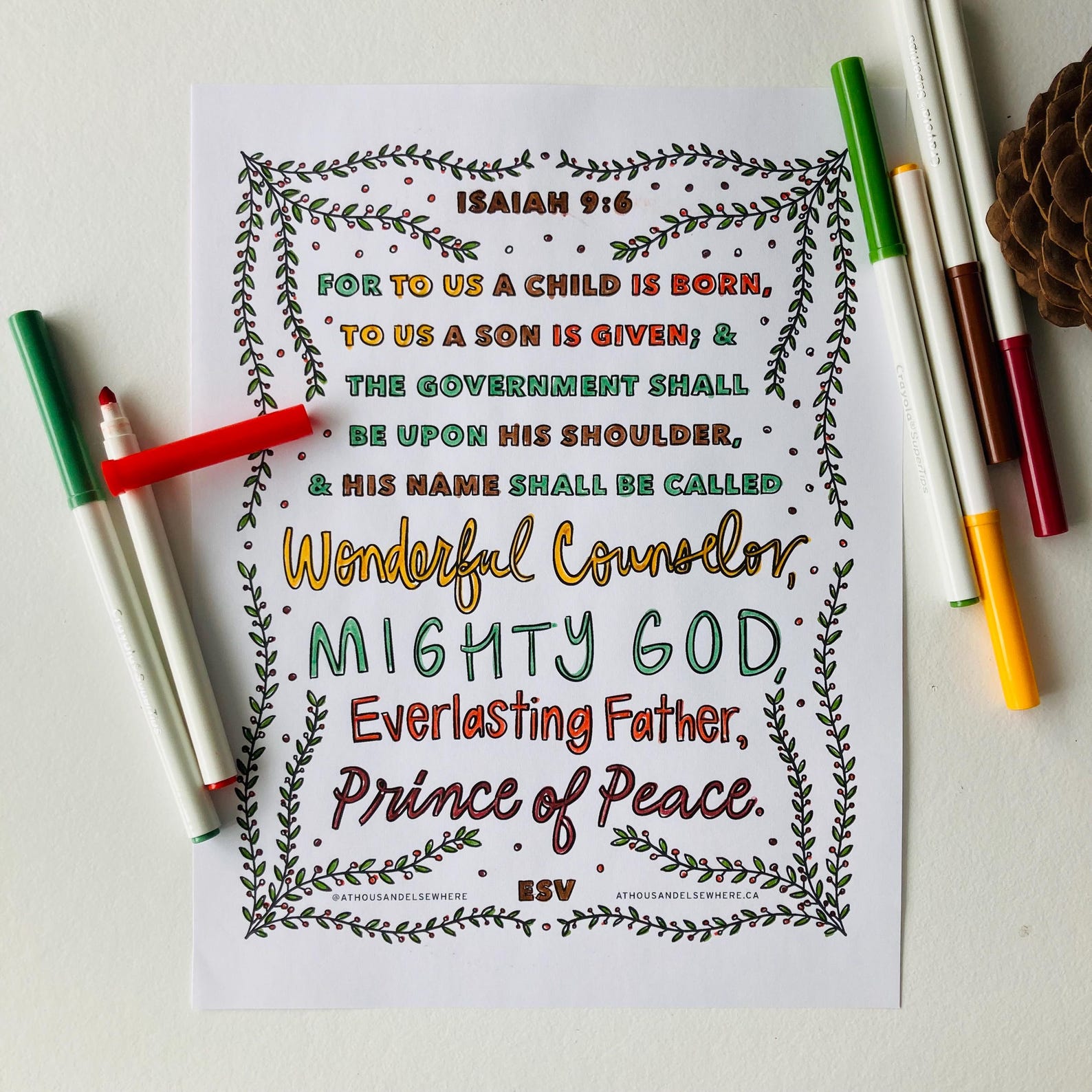 Children and Adult's Isaiah 9:6 Christmas Coloring Pages, Holiday ...