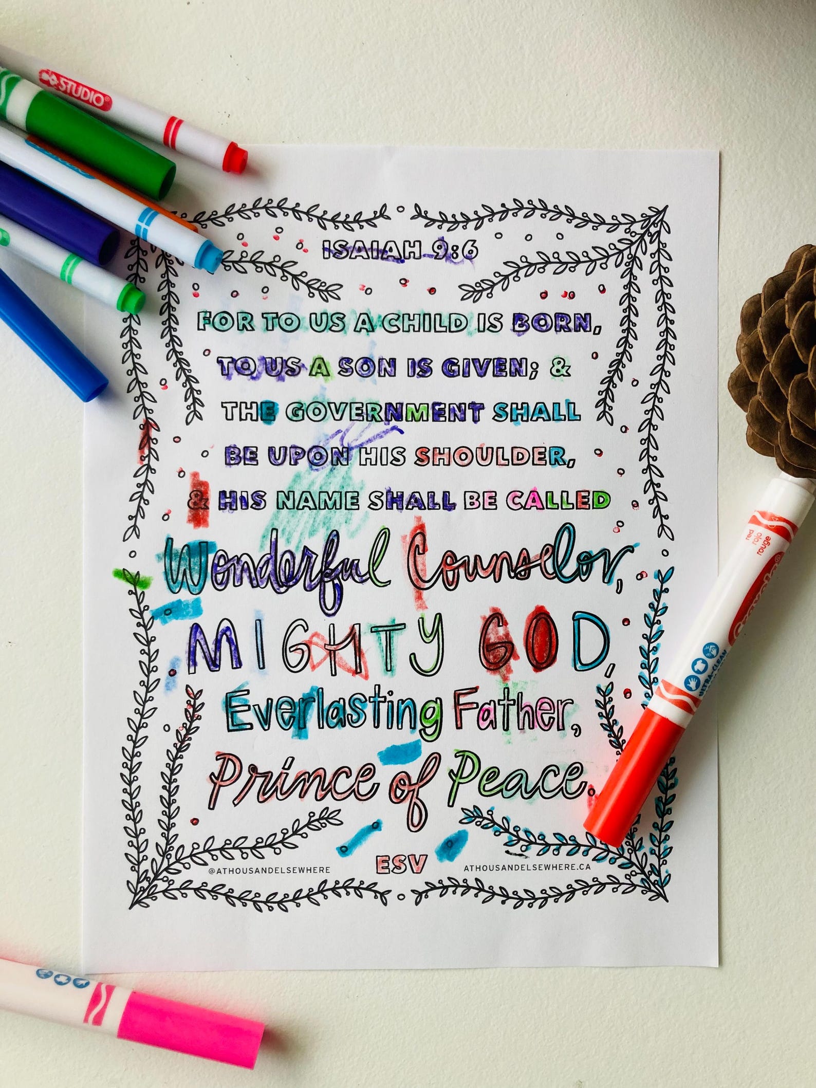 Children and Adult's Isaiah 9:6 Christmas Coloring Pages, Holiday ...