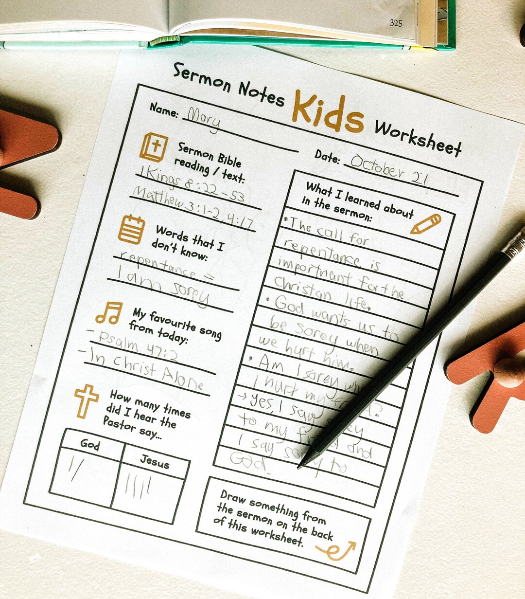 Kids Sermon Notes Worksheet: Church Activity Printable (PDF) - Etsy