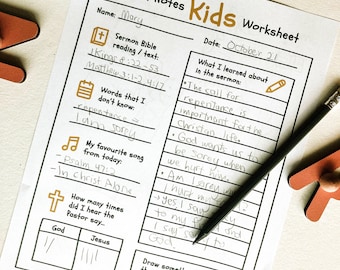 Kids' Sermon Notes Worksheet - Etsy