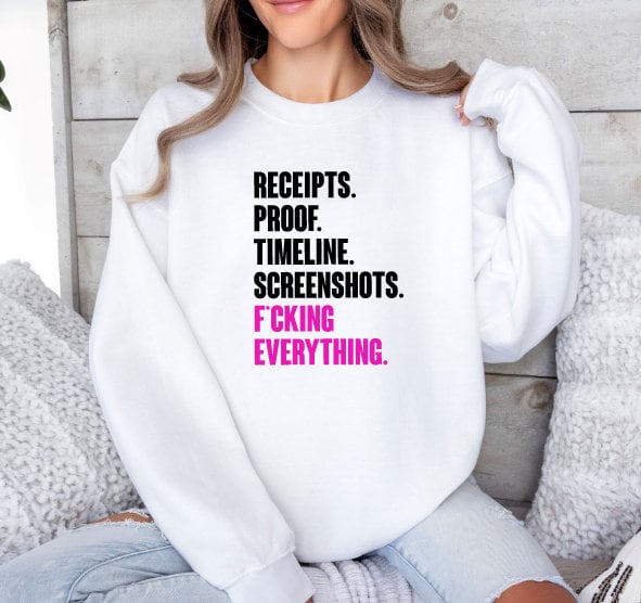 RHOSLC Receipts Proof Timeline Screenshots Crewneck | Real Housewives ...