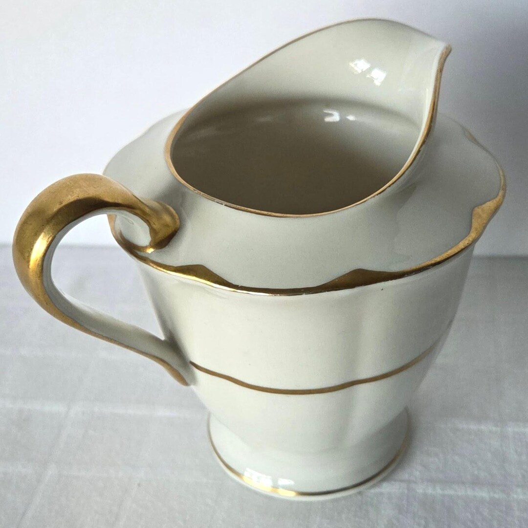 1950s Theodore Haviland New York Concorde Creamer, Gold Trim Footed ...