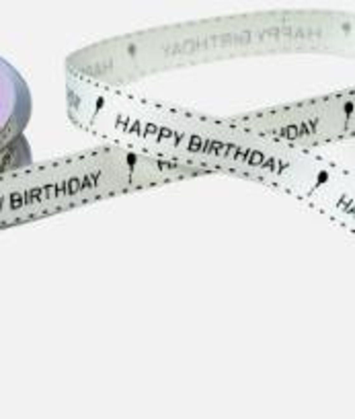 Full Reel Happy Birthday Ribbon Grosgrain Satin Roll Natural, Ribbon ...