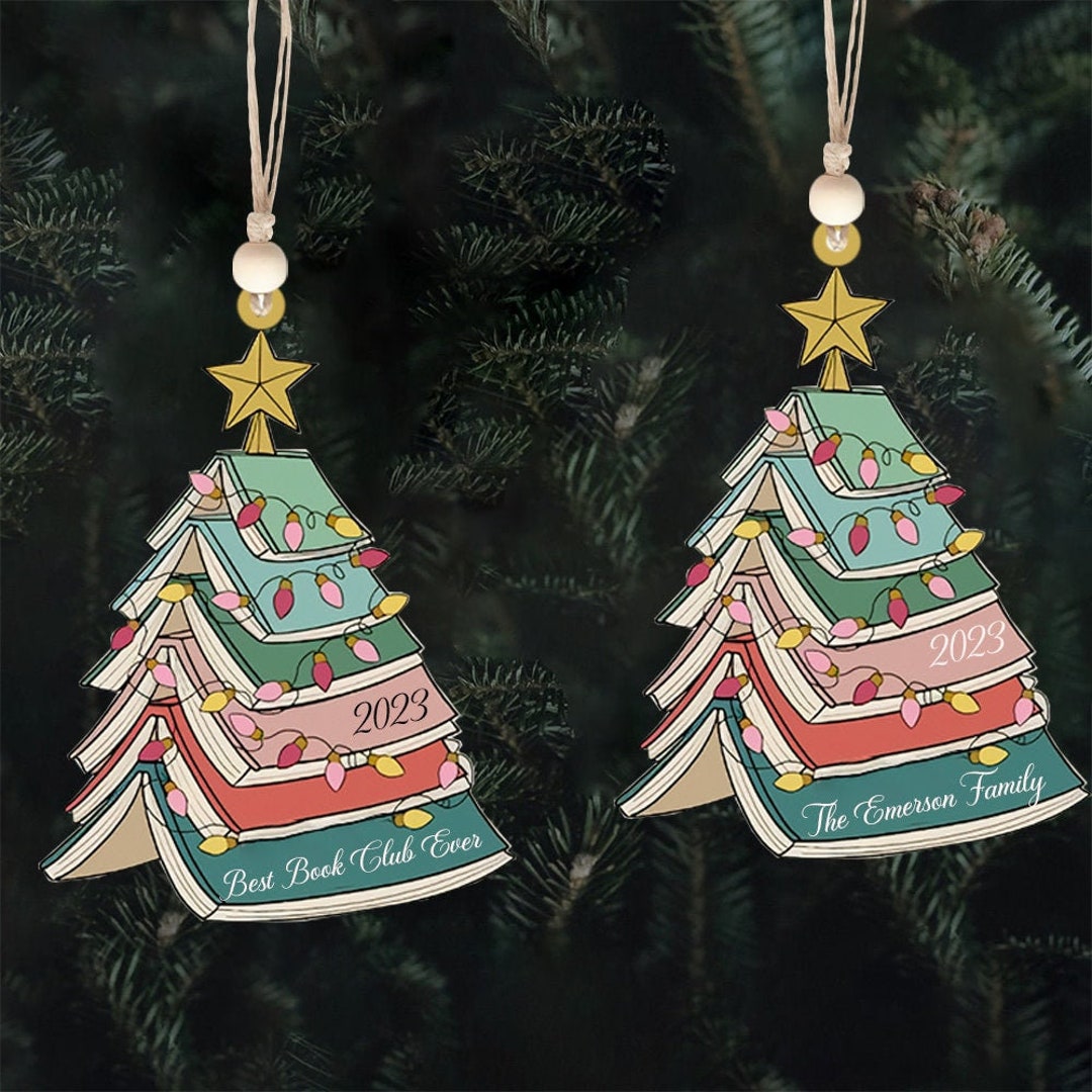 Personalized Christmas Book Tree Ornament Book Lover - Etsy