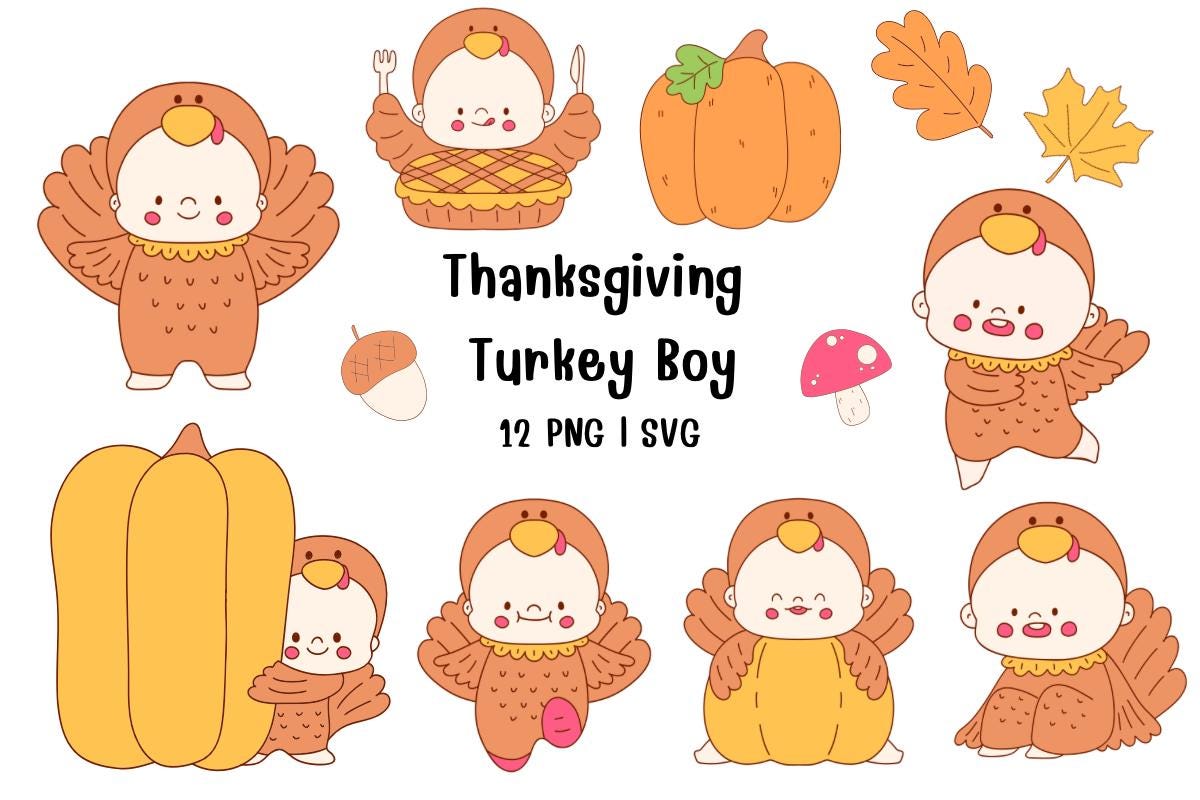 Thanksgiving Png Turkey Cartoon Cute Autumn Clipart Celebration Fall ...