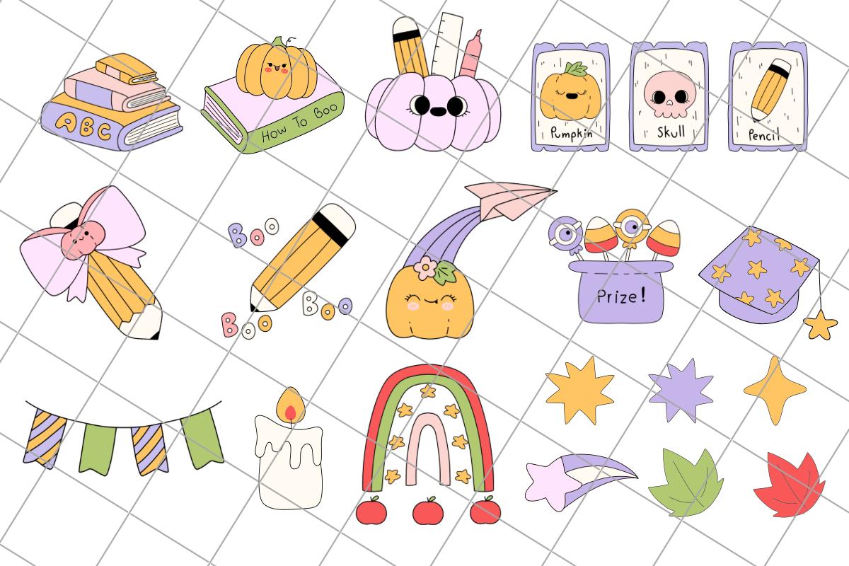 Teacher Halloween Clipart Featuring Cute Ghosts and Pastel Halloween ...