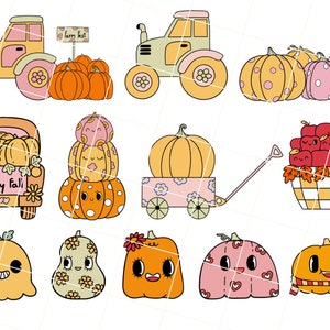 Groovy Autumn Cartoon Clipart-hand-drawn in Retro Style PNG SVG - Etsy
