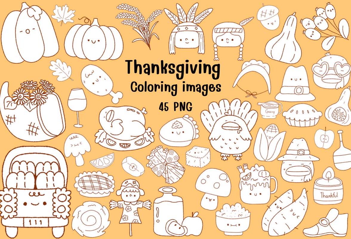 Thanksgiving Turkey Pumpkin Pie PNG Collection Digital Stamps for Fall ...