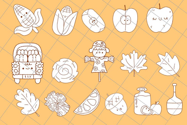 Thanksgiving Turkey Pumpkin Pie PNG Collection Digital Stamps for Fall ...