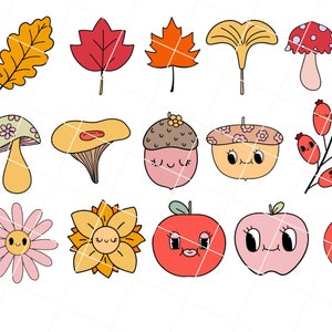 Groovy Autumn Cartoon Clipart-hand-drawn in Retro Style PNG SVG - Etsy