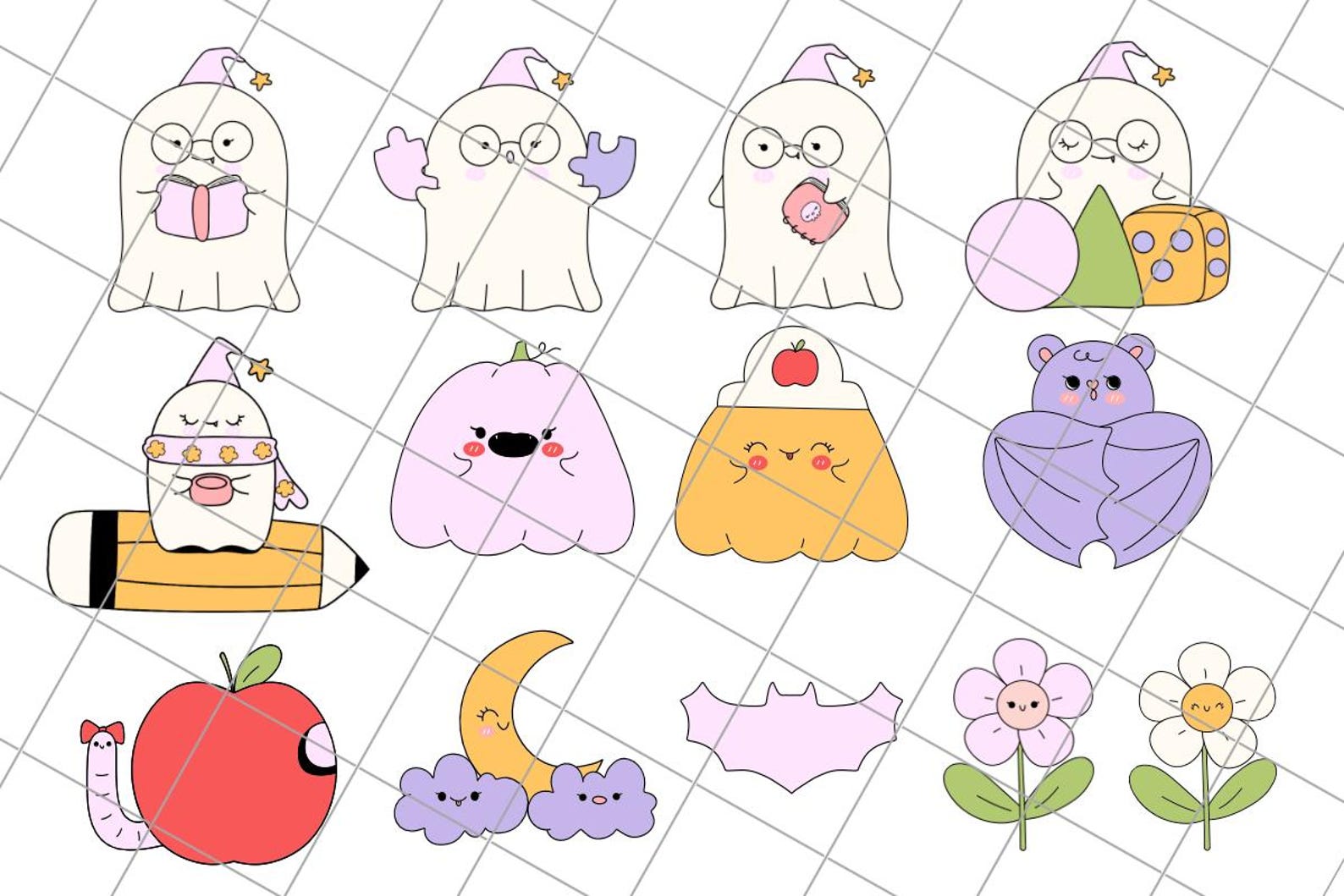 Teacher Halloween Clipart Featuring Cute Ghosts and Pastel Halloween ...