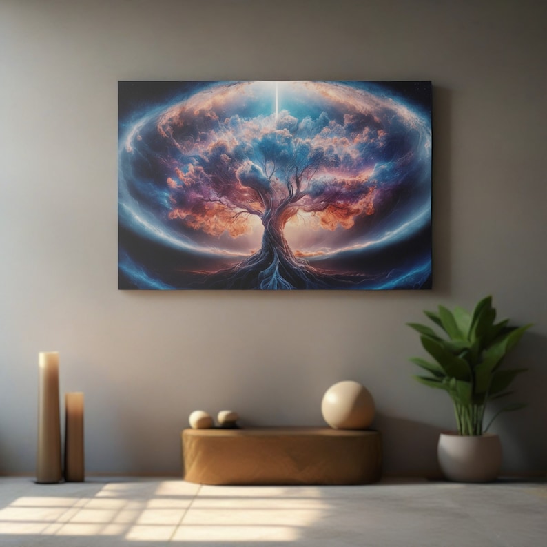 Radiant Ancient Tree With Glowing Roots and Branches Matte Canvas ...