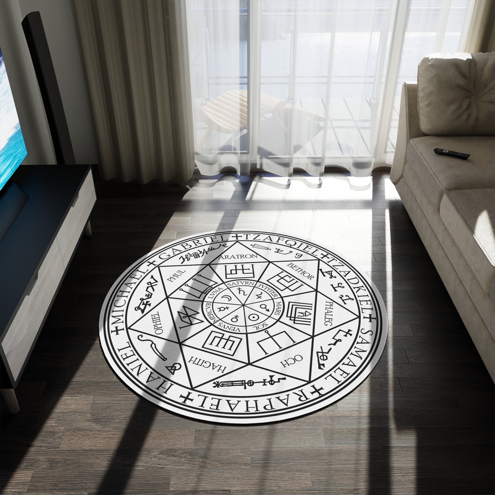 Seven Archangel Sigil Round Rug by Artessent Mystical Home Decor ...