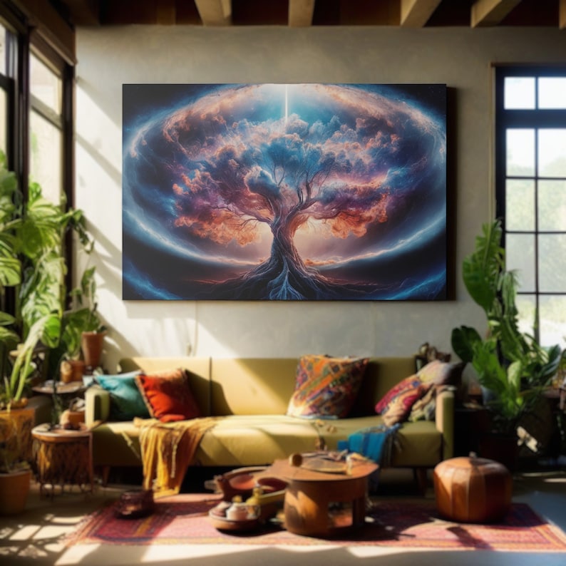 Radiant Ancient Tree With Glowing Roots and Branches Matte Canvas ...