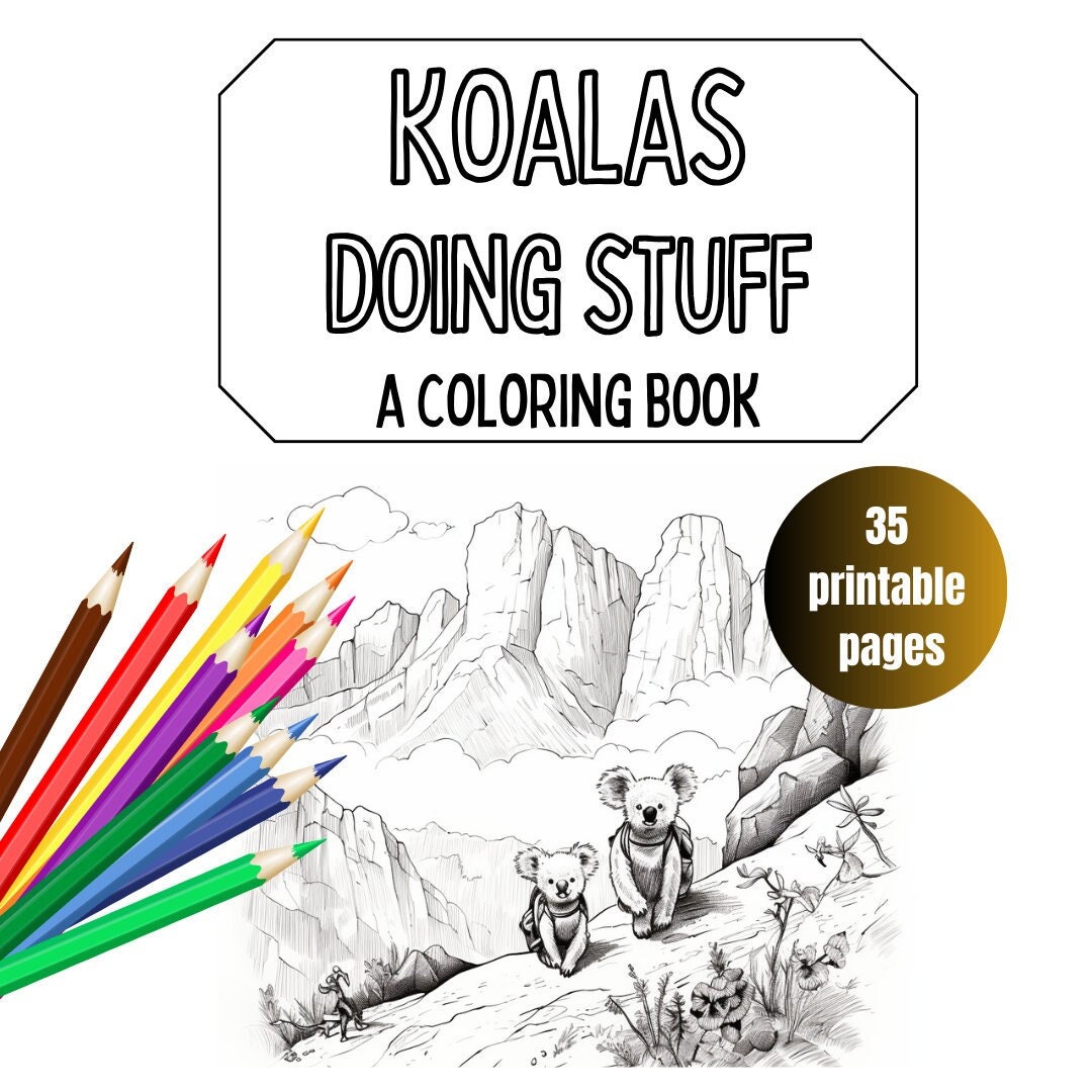 Printable Koala Coloring Pages for Kids, Instant Download, Australian ...
