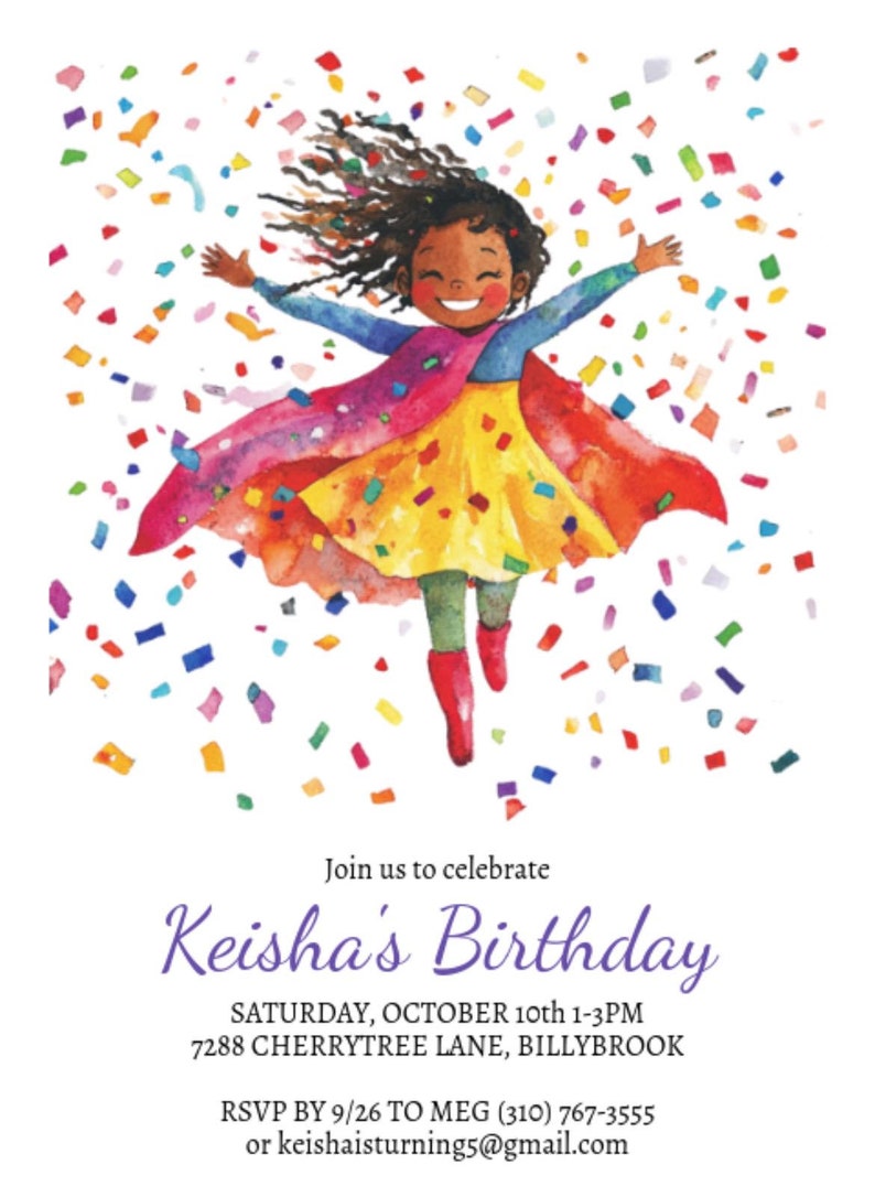 Superhero Girl Happy Birthday Customizable Invitation, Digital Download ...
