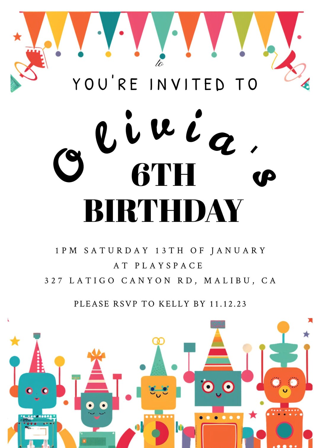 Kids Robot Birthday Party Invitation, STEM Children's Birthday Template ...