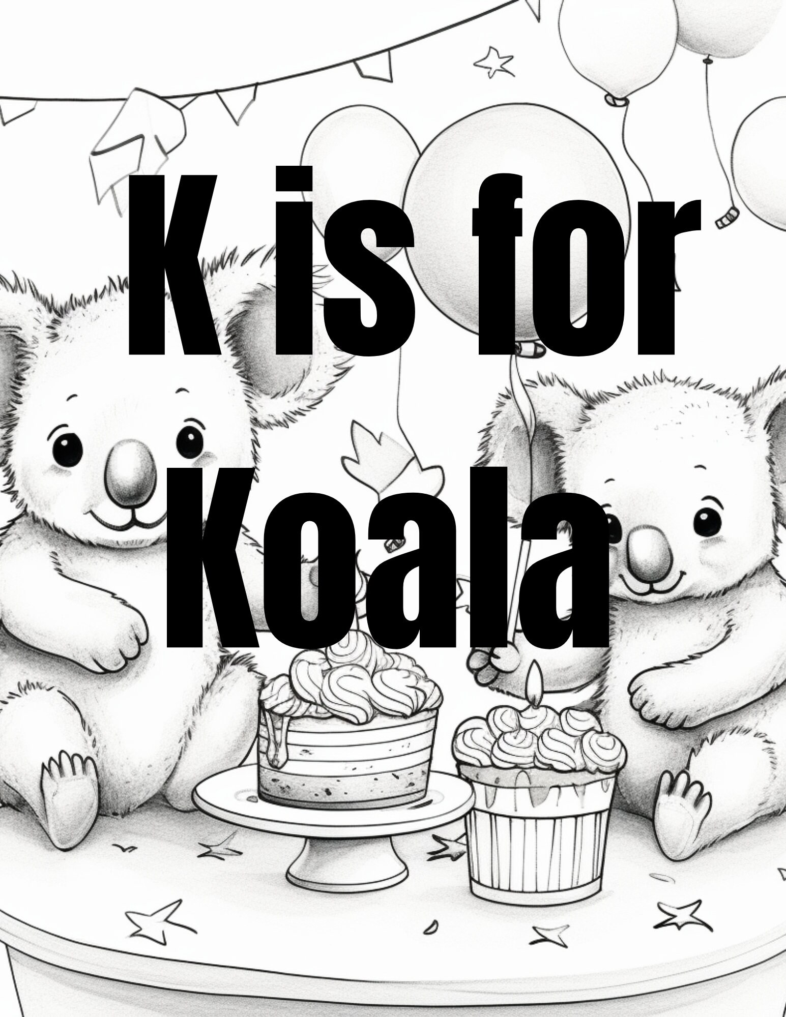 Printable Koala Coloring Pages for Kids, Instant Download, Australian ...