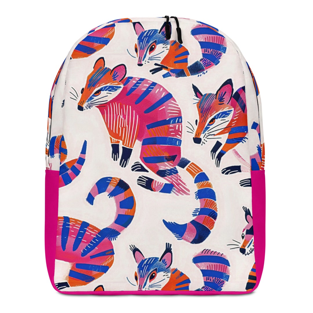Neon Pink School Bag, Y2K Style, Numbat Print, Australian Animals ...