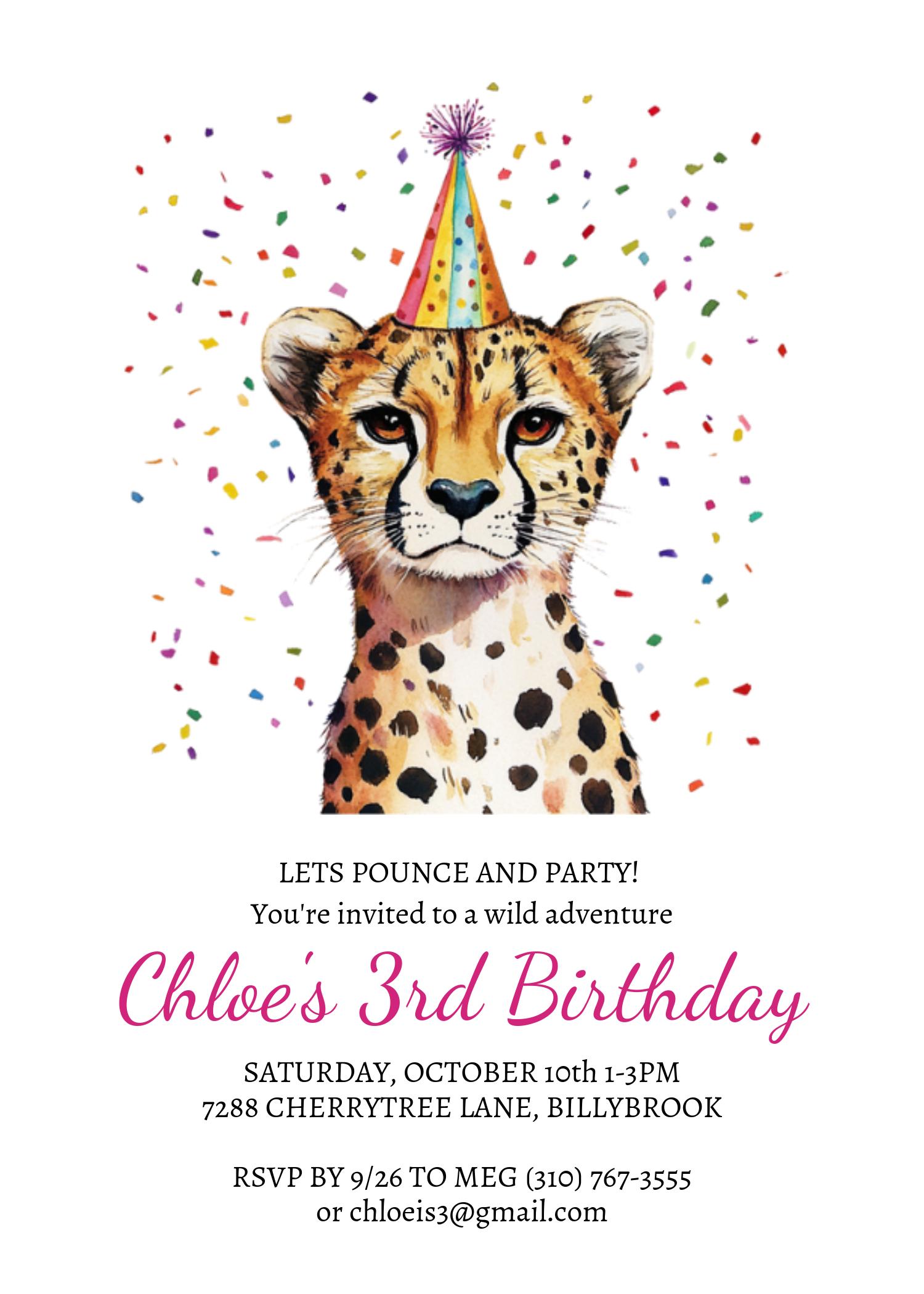 Cheetah Girls Birthday Customizable Invitation, Cute Cheetah Themed ...