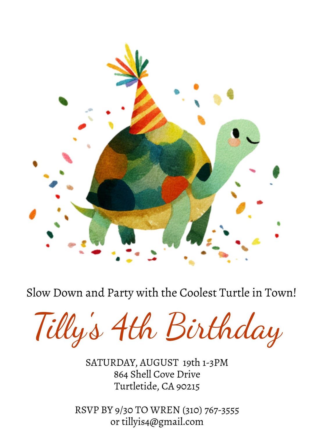 Cool Kids Turtle Birthday Customizable Invitation, Turtle and Tortoise ...