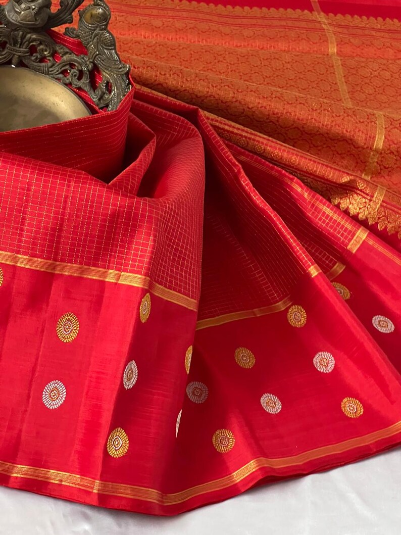 Red Colour Bridal Pure Kanchipuram Silk Sareeindian Traditional Ethnic ...