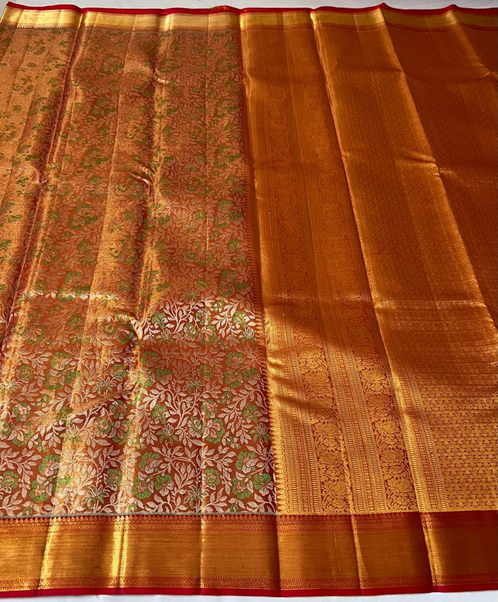Beautiful Rust Colour Pure Kanchipuram Silk Saree Indian Traditional ...