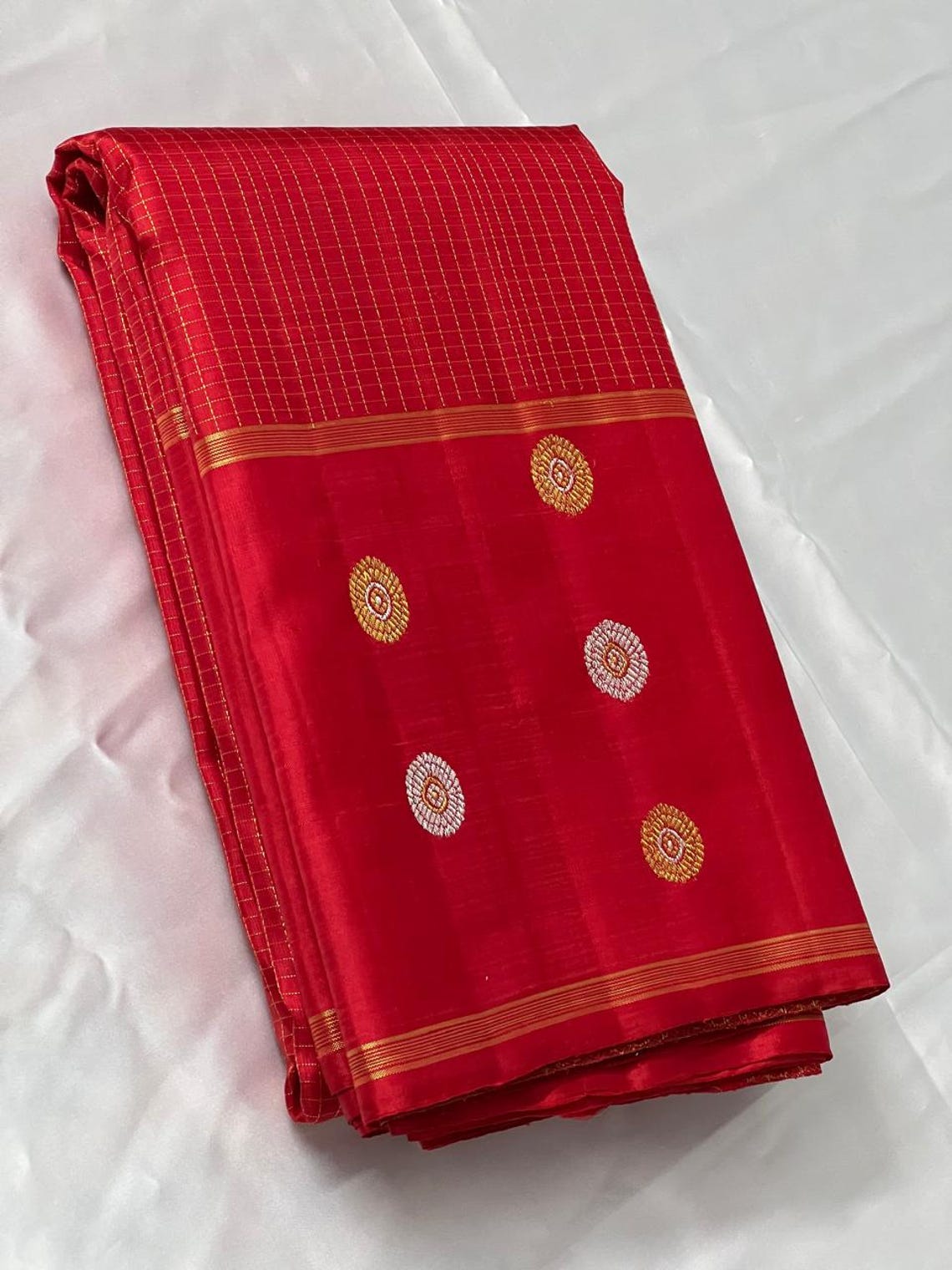 Red Colour Bridal Pure Kanchipuram Silk Sareeindian Traditional Ethnic ...