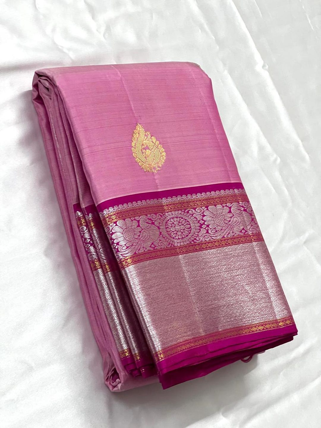 Onion Pink Color Bridal Pure Kanchipuram Silk Sareeindian Traditional ...