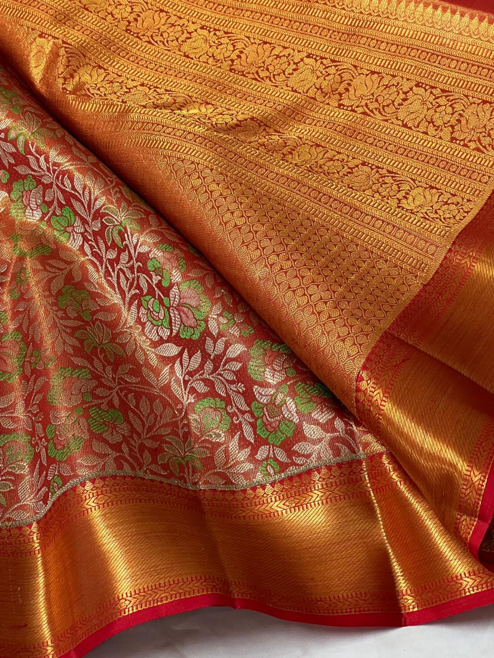 Beautiful Rust Colour Pure Kanchipuram Silk Saree Indian Traditional ...
