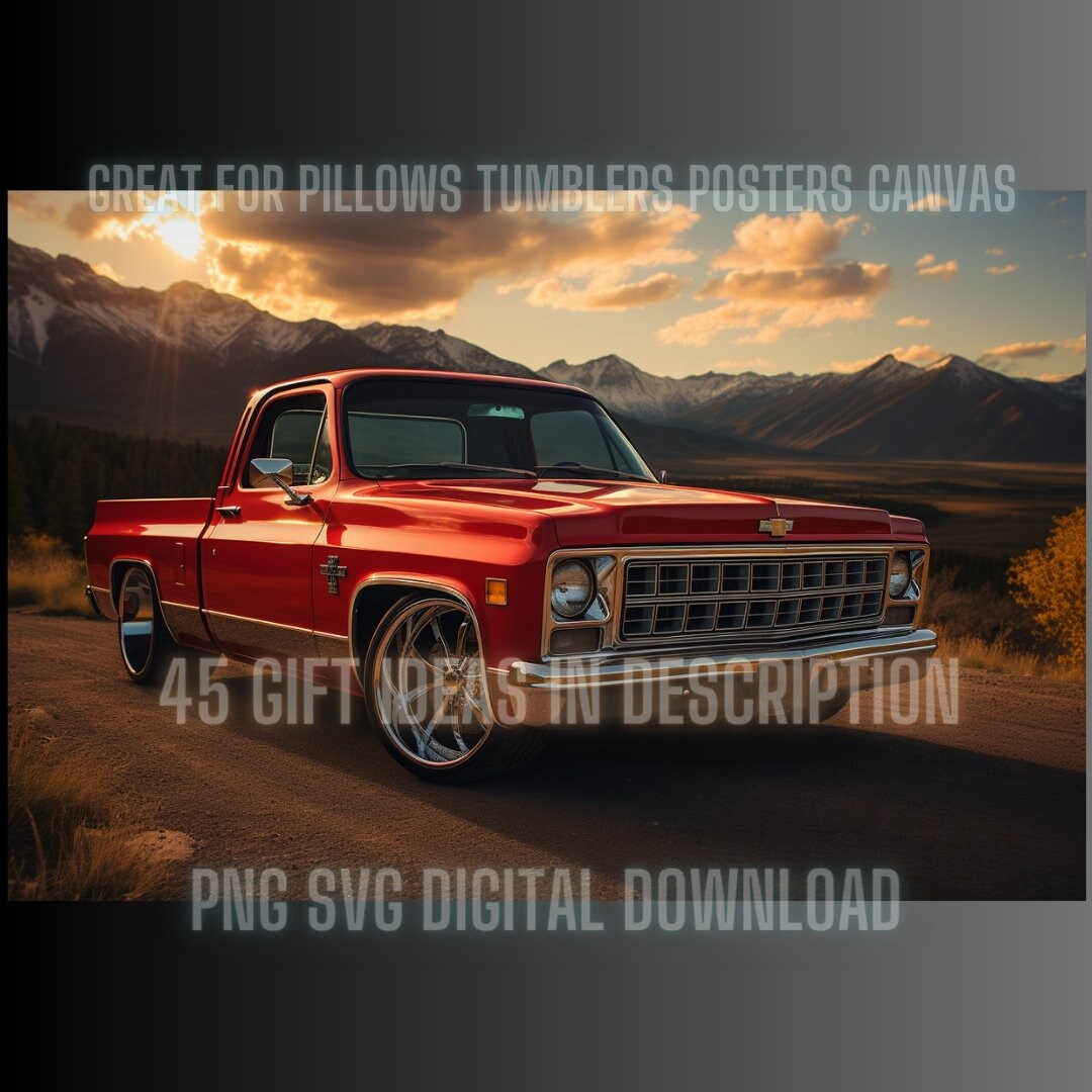 Classic Chevy C10 Pickup PNG Bundle, Vintage Muscle Truck Wall Art Png ...