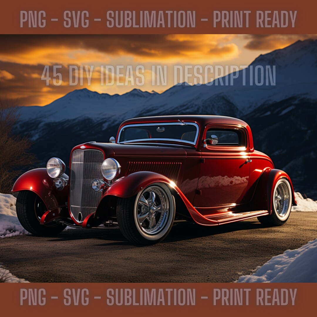 Vintage Hot Rod Mountain Landscape Scene: Digital Download for Car Guys ...