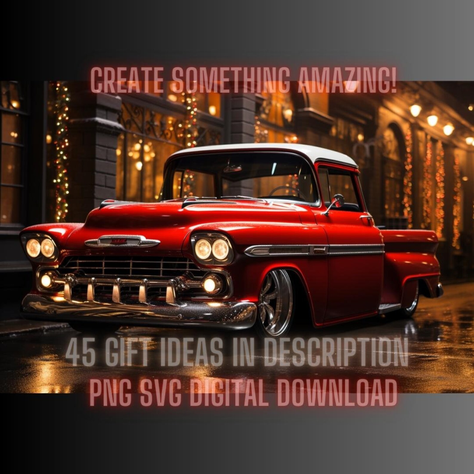 Christmas Chevy C10 Lowrider PNG Bundle, Christmas C10 Wall Art Png ...