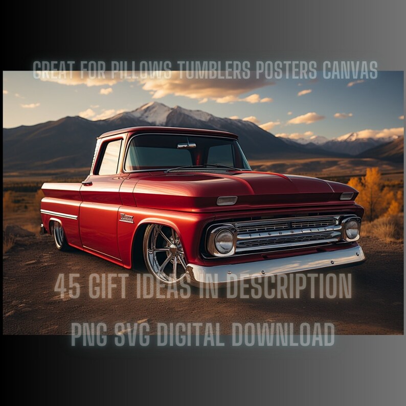 Old School Chevy C10 Pickup PNG Bundle, Vintage Muscle Truck Wall Art ...