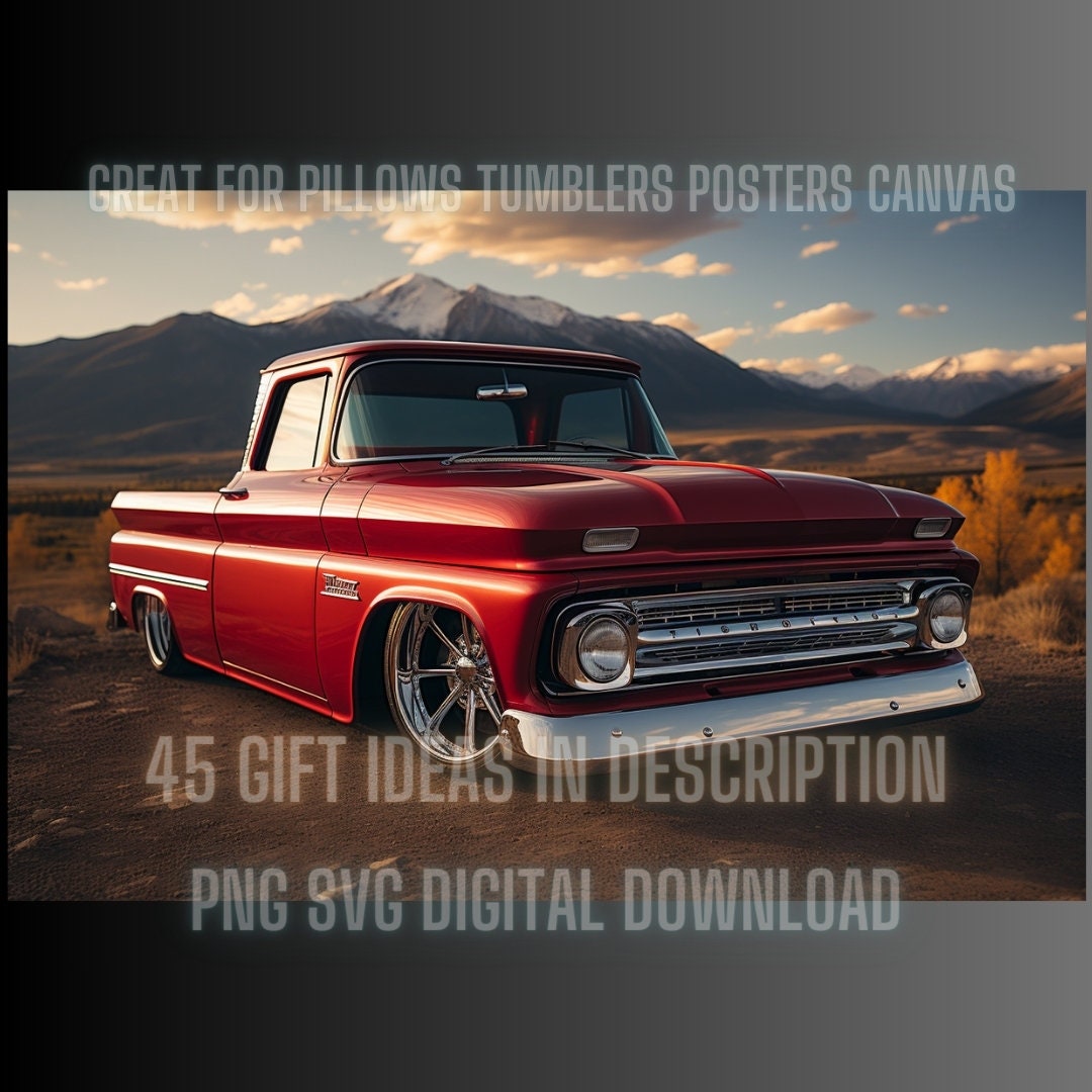 Old School Chevy C10 Pickup PNG Bundle, Vintage Muscle Truck Wall Art ...