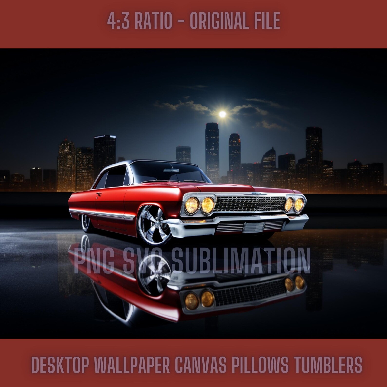 Candy Red 64 Impala Lowrider Cityscape PNG, 5 Aspect Ratio Bundle ...