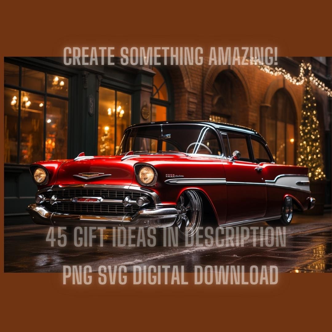 Christmas 57 Chevy PNG Bundle, Classic Muscle Car Art (digital Download ...