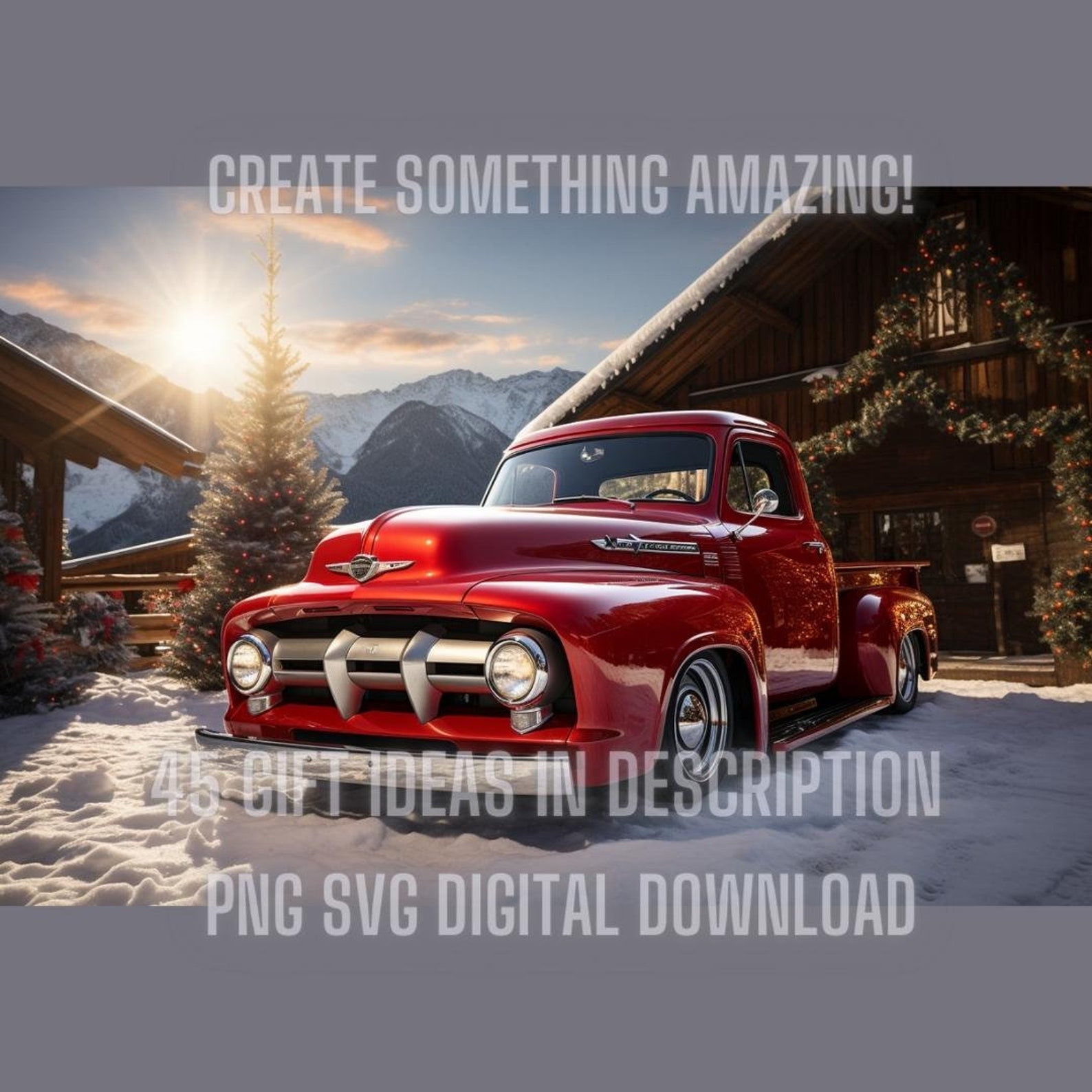 52 Ford Truck Christmas Design PNG Bundle, Christmas C10 Wall Art Png ...