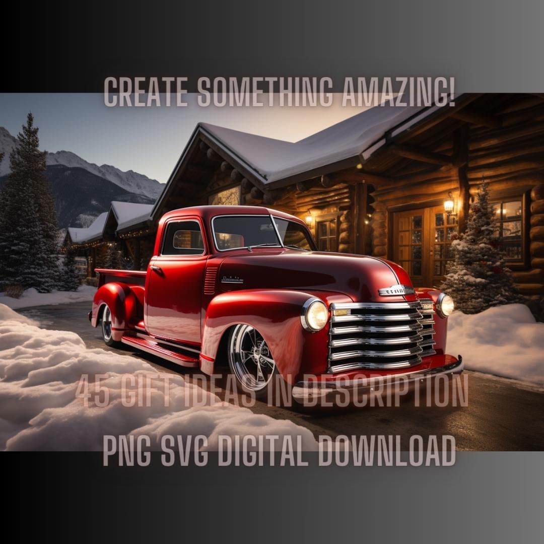 Christmas 48 Chevy C10 Pickup Truck PNG Bundle, Christmas C10 Art Png ...