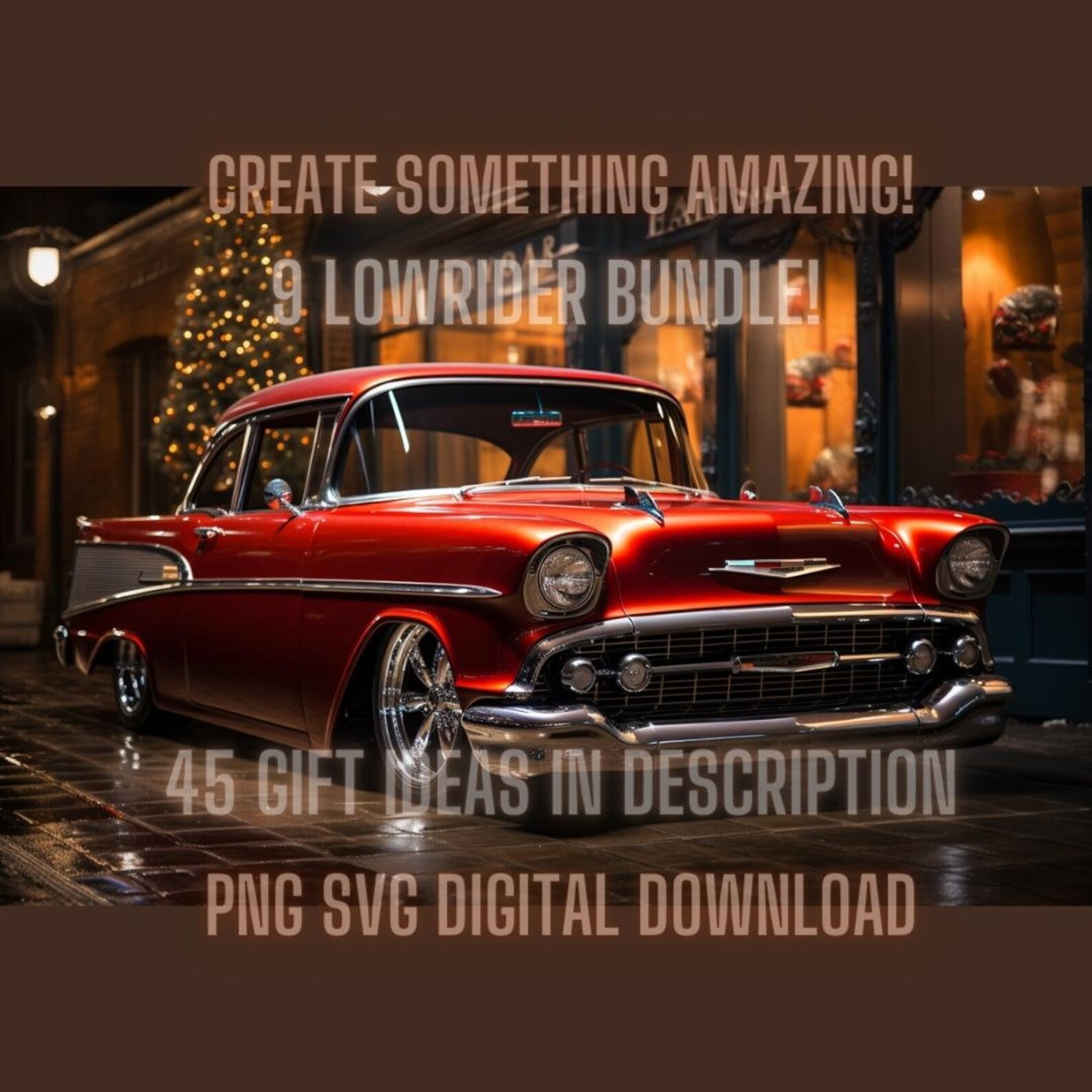 Christmas 57 Chevy PNG, 9 Car Bundle Digital Download, Retro Muscle Car ...